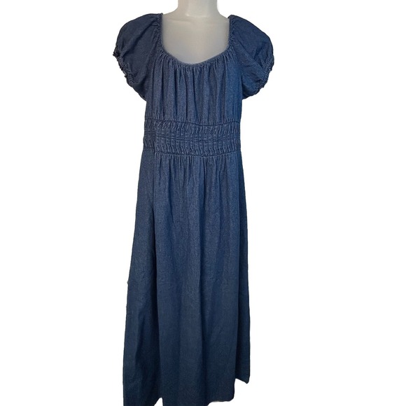 Cato | Dresses | Cato Peasant Coquette Girl Maxi Blue Jean Dress | Poshmark